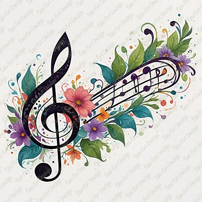 Floral Music Note Clipart, Melody Symbol (digital Download) - Etsy