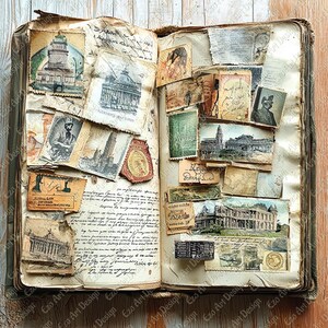 Travel Journal Clipart, Worn Notebook Art, Vintage Diary (digital ...
