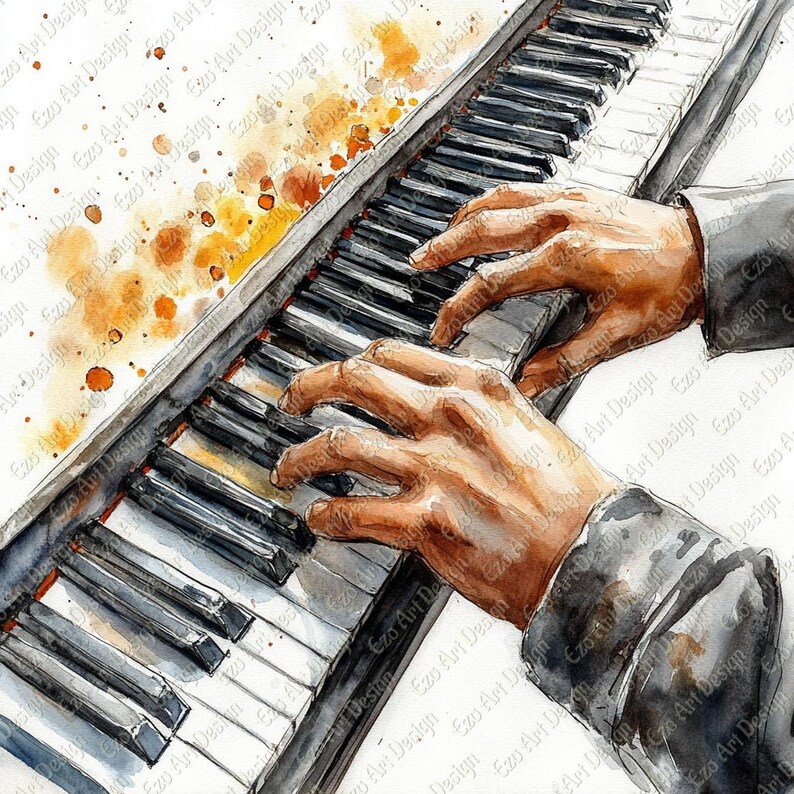 Piano Keys Clipart: Watercolor Music Art (digital Download) - Etsy