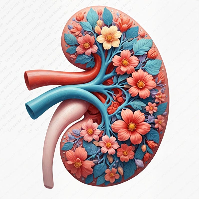 Floral Kidney Clipart, Medical Anatomy Art (digital Download) - Etsy