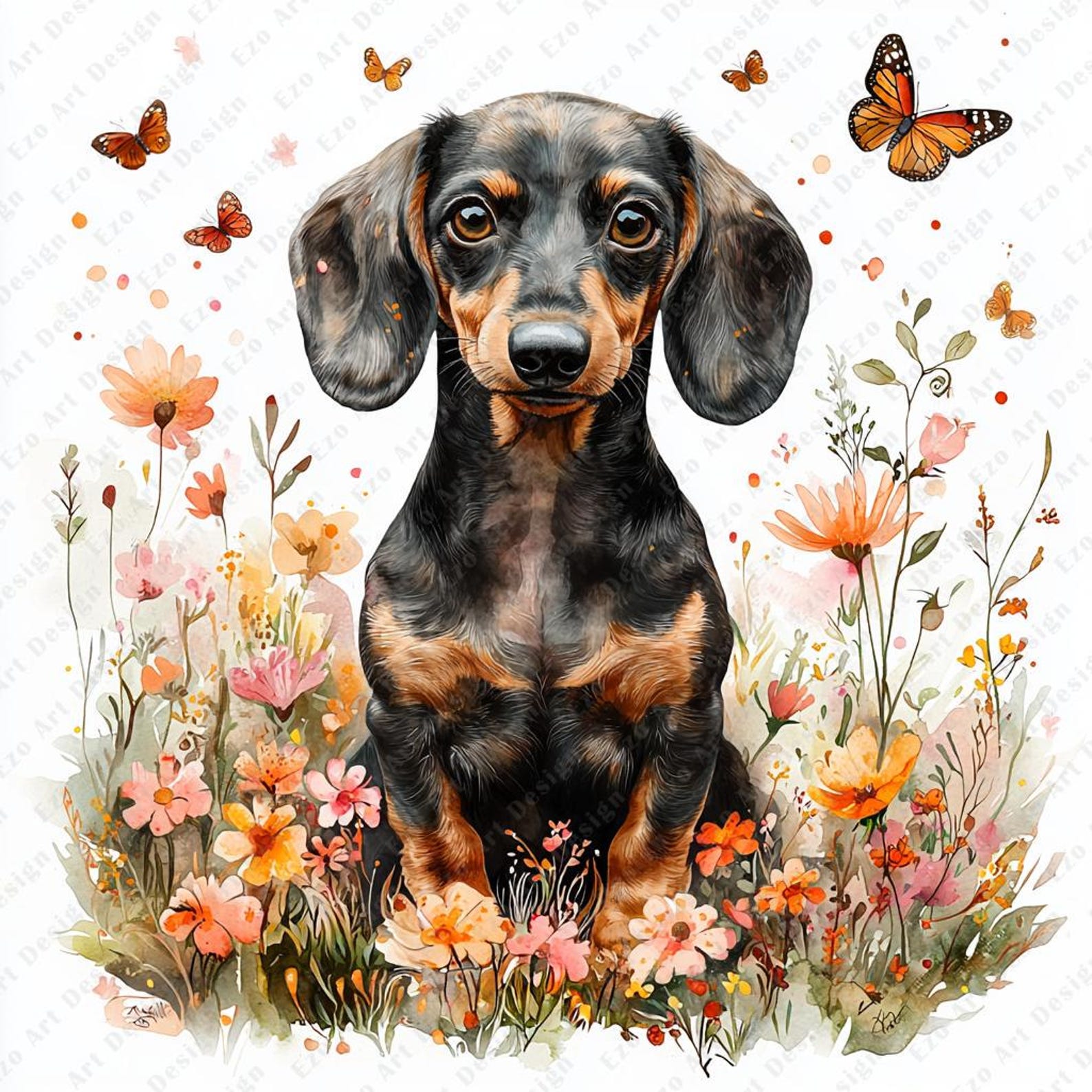 Sausage Dog Clipart, 10 High Quality JPG, Long-bodied Dog, Miniature ...