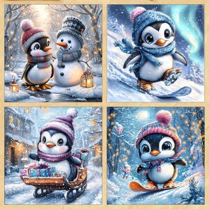 Christmas Penguin Clipart, 12 JPG, Digital Download, Printable Winter ...