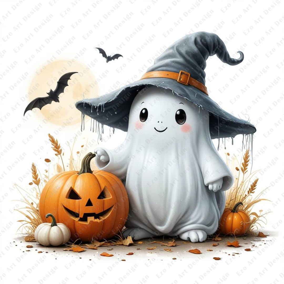 Halloween Ghost Clipart Bundle, 12 JPG, Digital Download, Printable ...