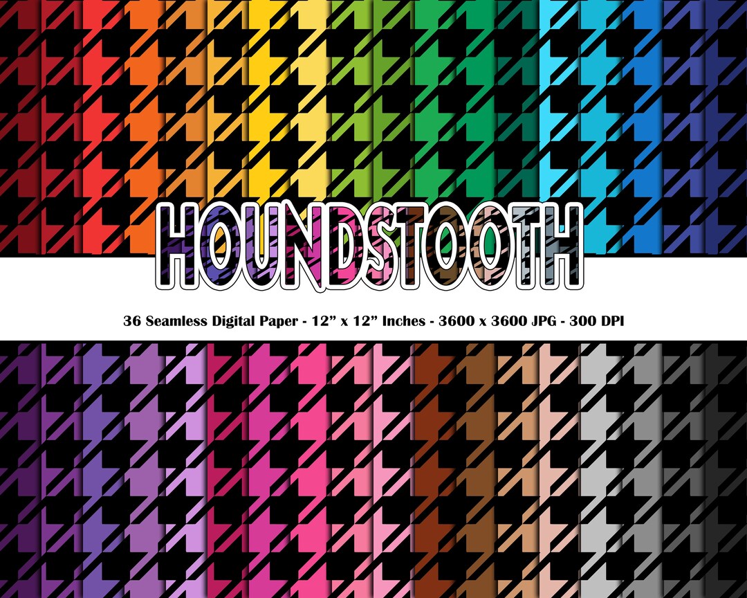 Houndstooth Digital Paper Pack 36 Papers Scrapbook Papers Seamless ...