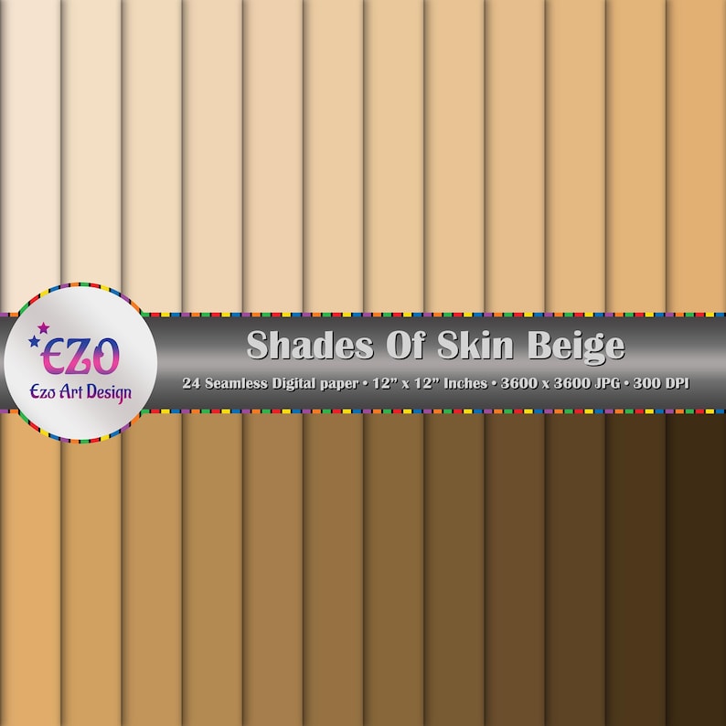 Shades of Skin Beige Digital Paper Pack, 24 Papers, Scrapbook Papers ...