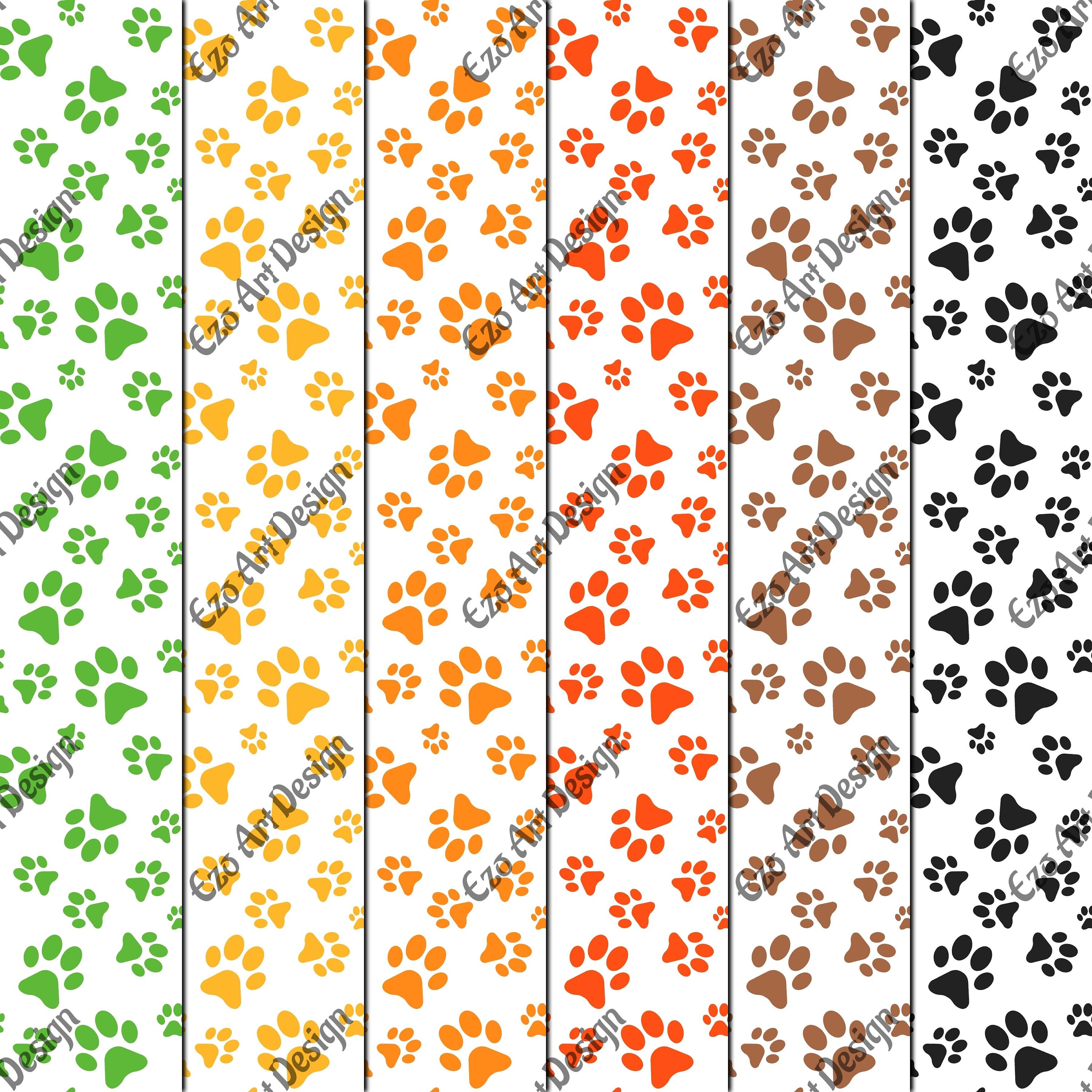 Bright Dog Paw Confetti Digital Paper Pack, 24 Paper, Scrapbook Paper ...