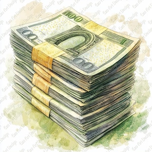 Watercolor Money Clipart, Cash Stack JPG Bundle (digital Download) - Etsy
