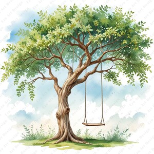 Swing in Tree Clipart Bundle, 12 JPG, Digital Download, Printable ...