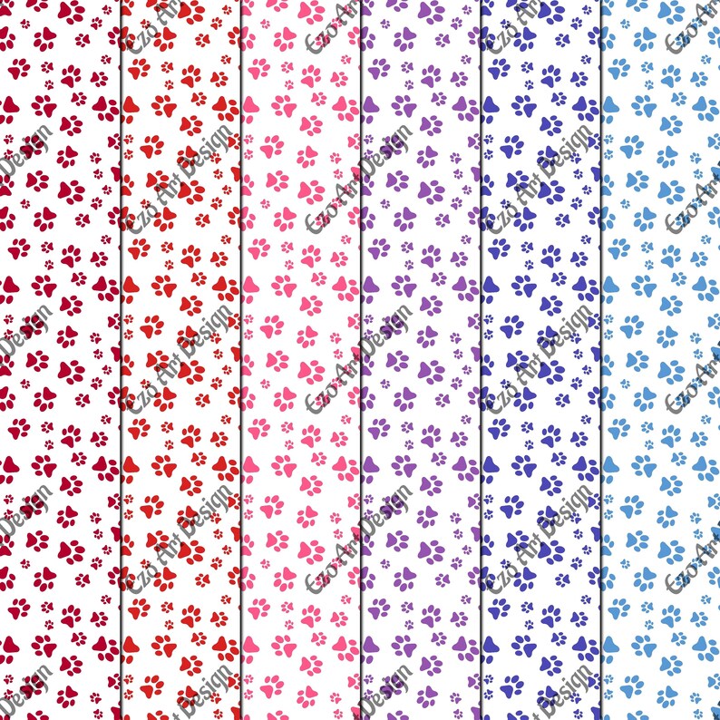 Paw Print Confetti Digital Paper Pack 24 Papers Scrapbook Papers ...