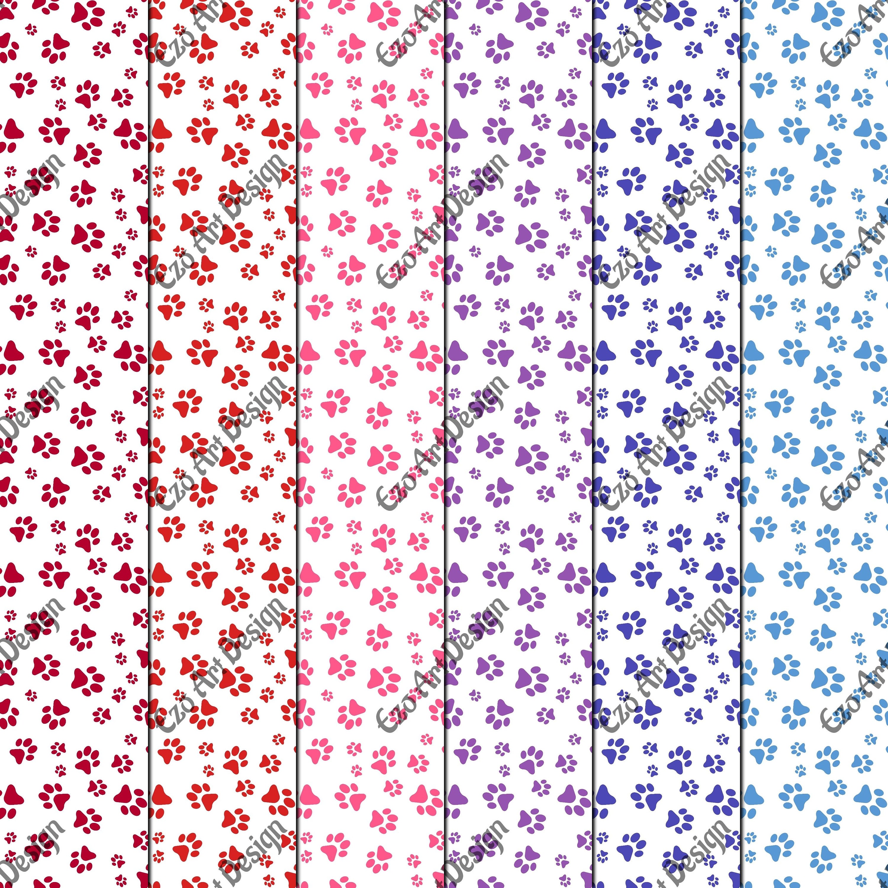 Paw Print Confetti Digital Paper Pack 24 Papers Scrapbook Papers ...