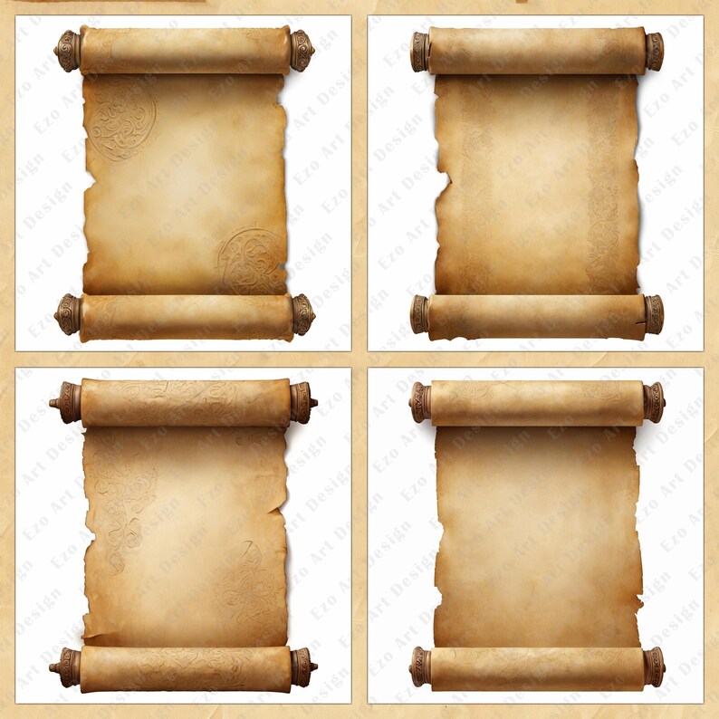 Medieval Scroll Clipart Bundle, 12 JPG, Digital Download, Printable ...