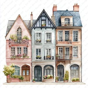 City Houses Clipart, 10 High Quality JPG, Village Landscape, Christmas ...