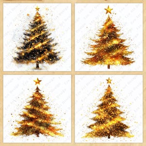 Golden Pine Tree Clipart, 12 JPG, Digital Download, Printable Golden ...