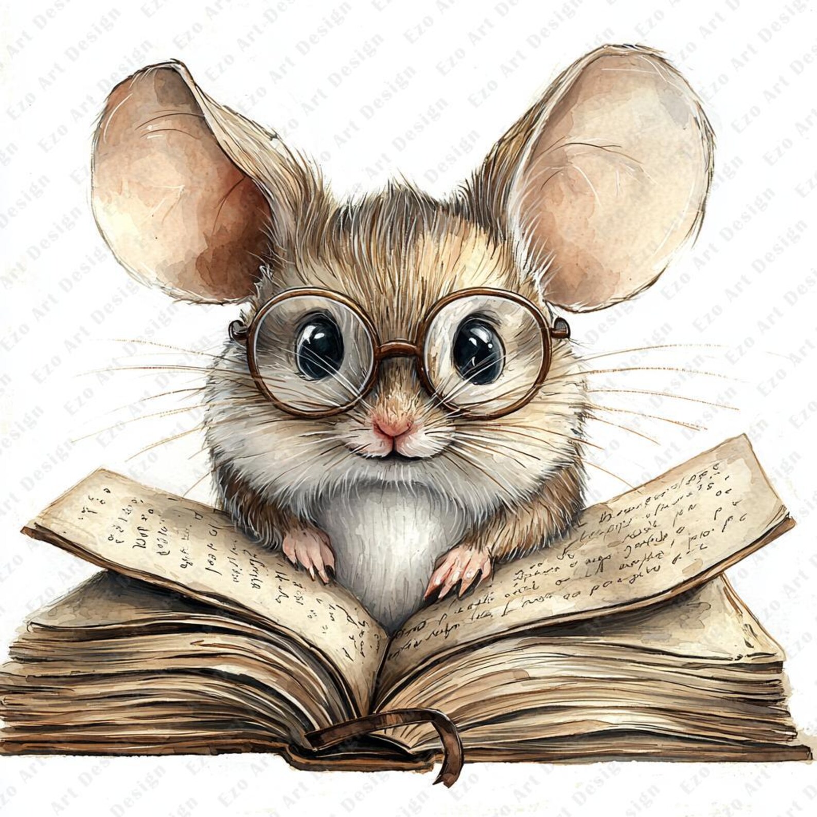 Mouse Reading Book Clipart, 10 High Quality JPG, Bookworm Mouse ...