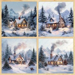 Winter Landscape Clipart, 12 JPG, Digital Download, Printable Snow ...