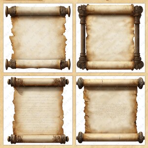 Medieval Scroll Clipart, Antique Parchment JPG, Dark Academia Junk ...