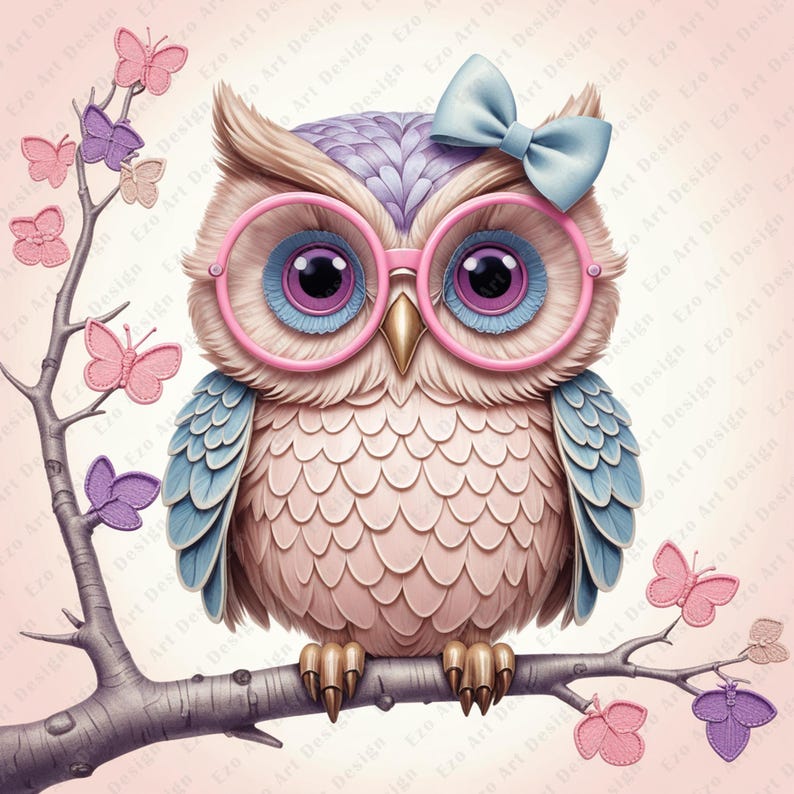 Whimsical Owl Clipart, AI Enhanced Art, Kids Room Decor (digital ...