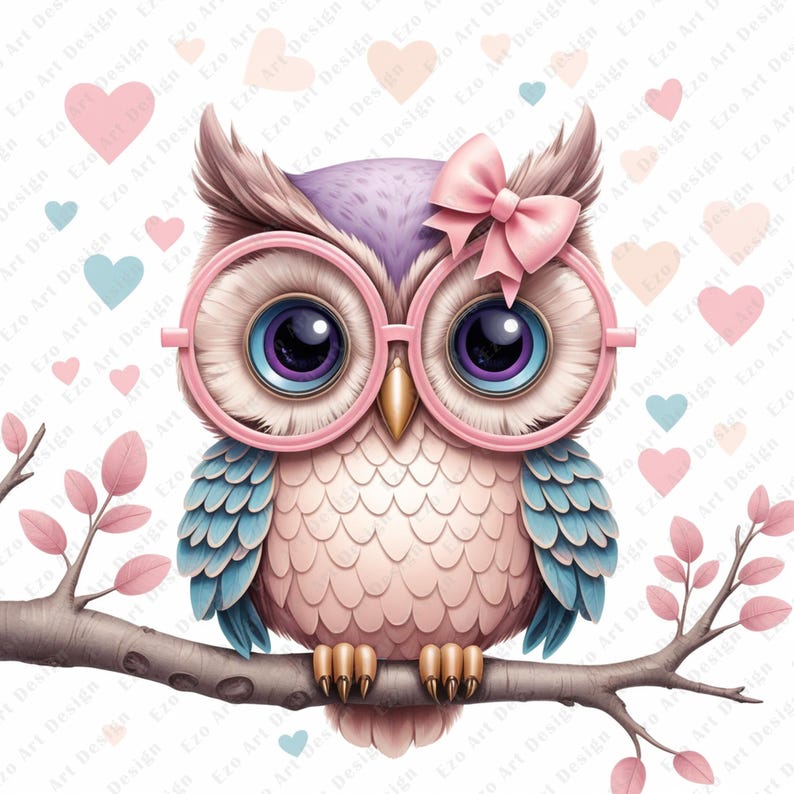 12 Cute Owl Clipart, Printable Cute Clipart, High Quality JPG, Digital ...