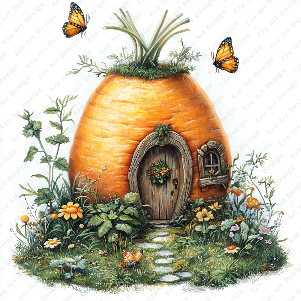 Whimsical Fairy Tale House Clipart, Vegetable Home (digital Download ...