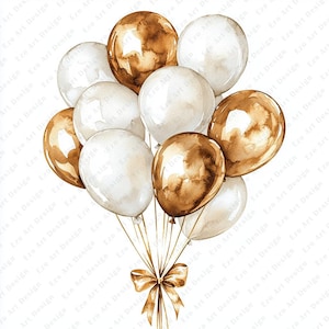 Birthday Party Balloons Clipart, 10 High Quality JPG, Golden Balloons ...