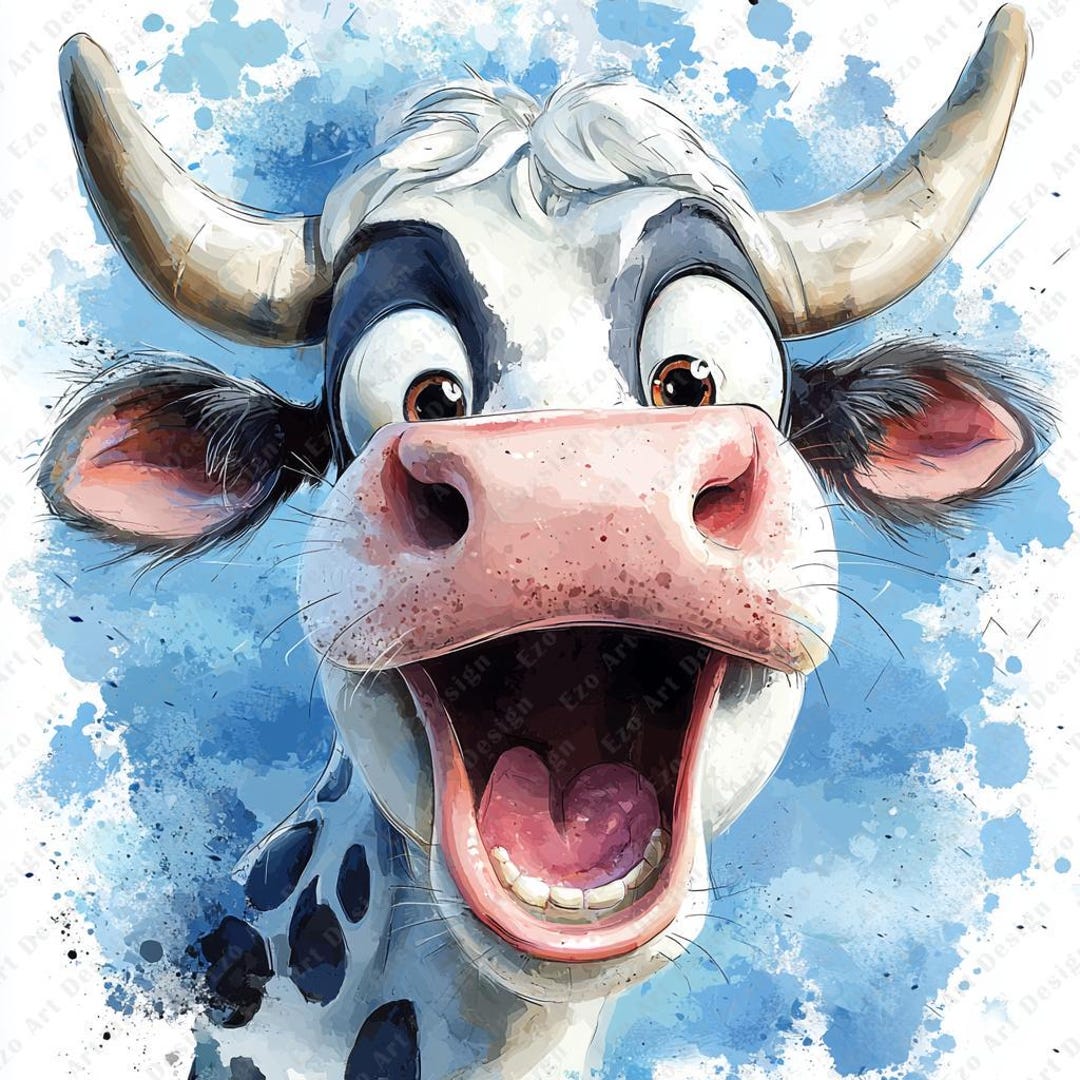 Funny Cow Clipart, 10 High Quality JPG, Laughing Cow, Cute Cow, Player ...