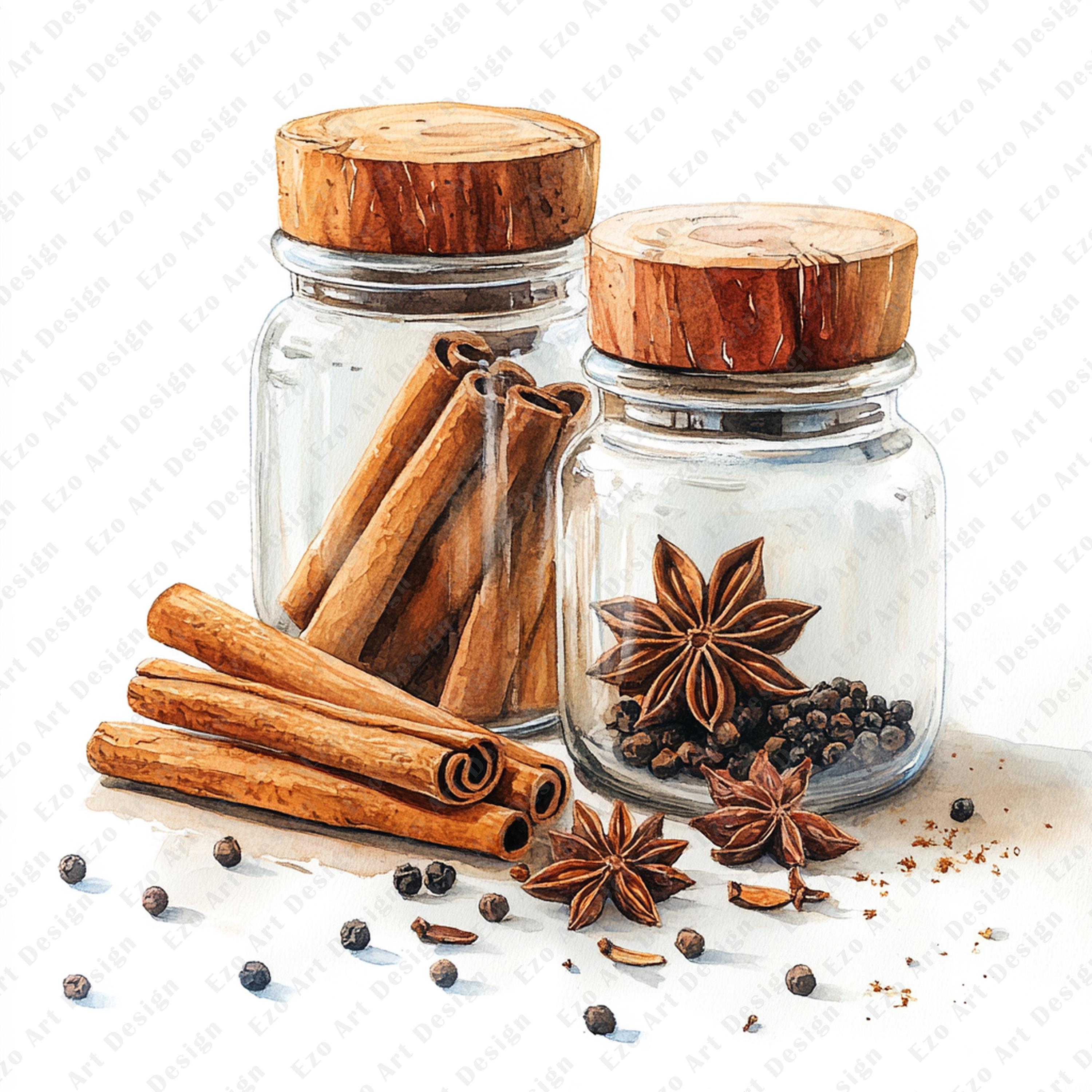 Kitchen Spices Clipart, 12 JPG, Digital Download, Printable Herbs in ...