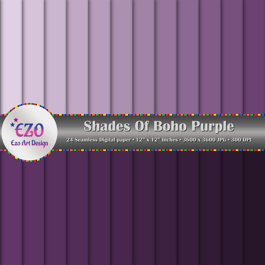 Shades of Boho Purple Digital Paper Pack, 24 Papers, Scrapbook Papers ...