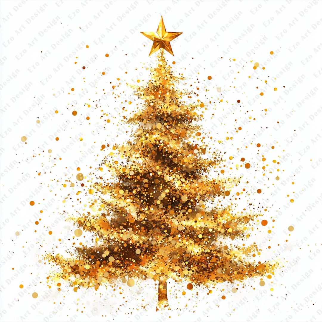 Golden Pine Tree Clipart, 12 JPG, Digital Download, Printable Golden ...