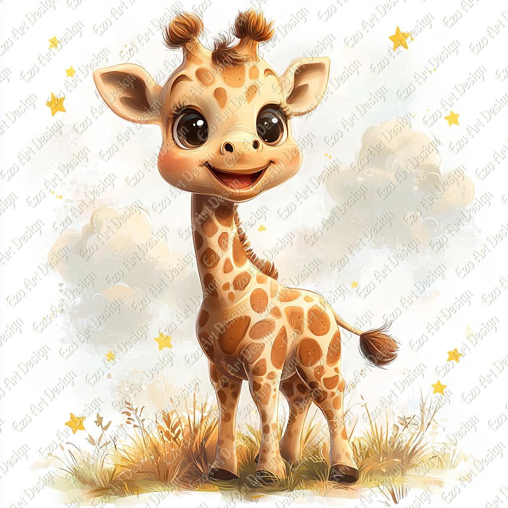 Cute Baby Giraffe Clipart, 10 High Quality JPG, Digital Download ...