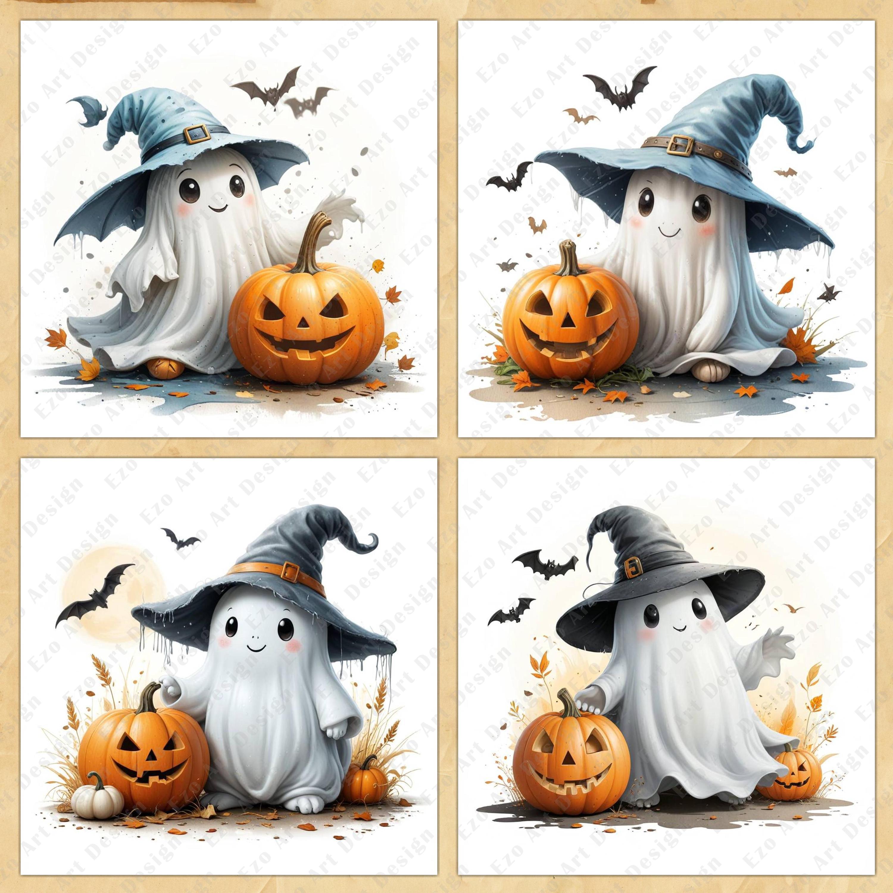 Halloween Ghost Clipart Bundle, 12 JPG, Digital Download, Printable ...