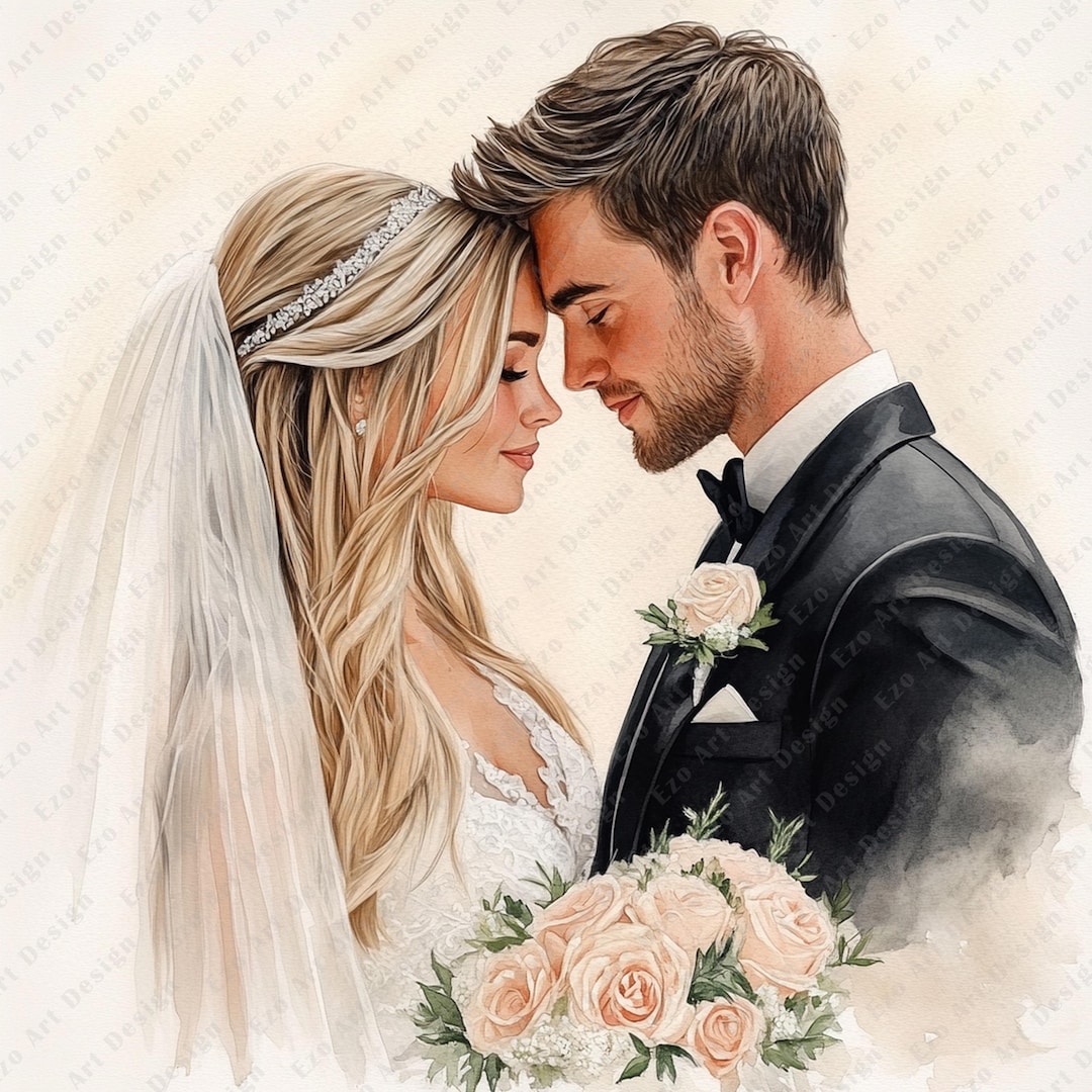 Bride and Groom Clipart, 12 JPG, Digital Download, Printable Wedding ...