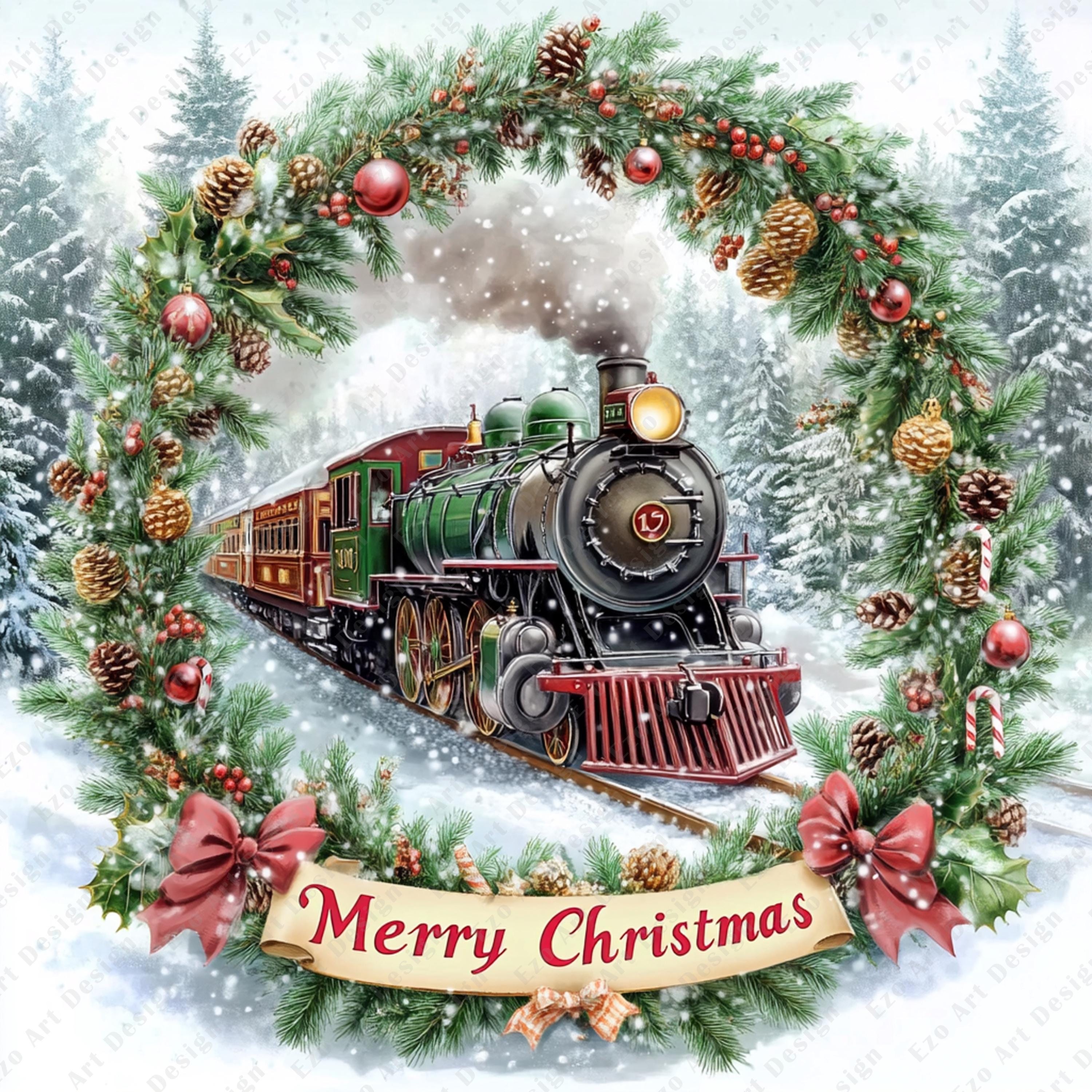 Christmas Train Clipart, 12 JPG, Digital Download, Printable Merry ...