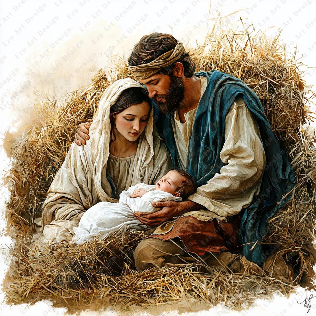 Christmas Nativity Scene Clipart, 10 High Quality JPG, Holy Family ...