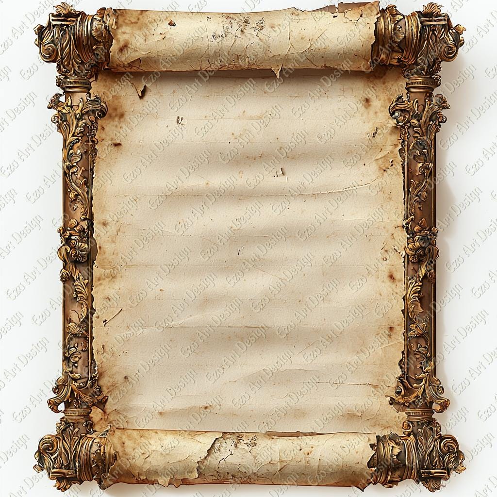 Vintage Scroll Clipart: Medieval Paper Texture Overlays (digital JPG ...