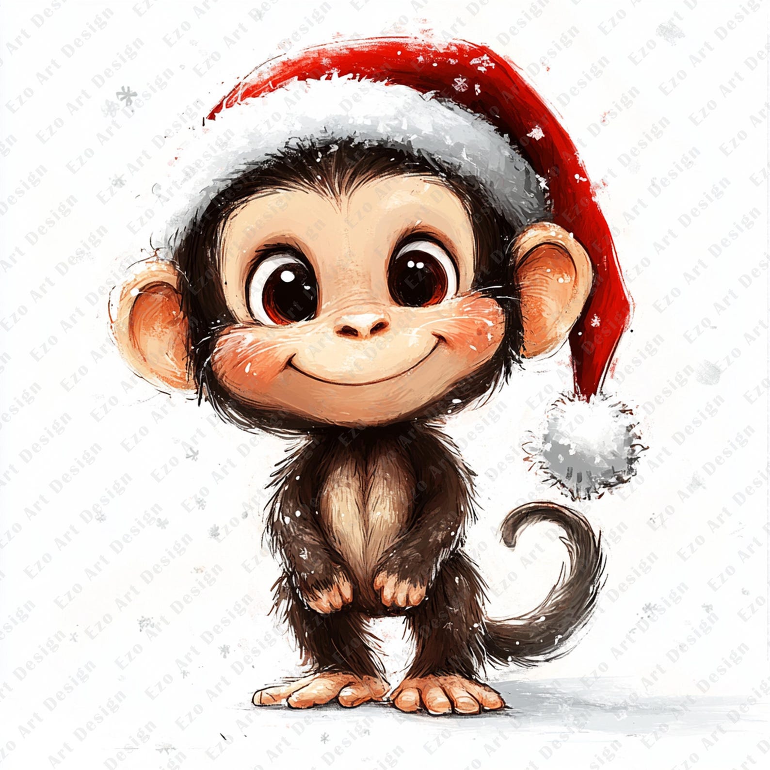 Christmas Monkey Clipart, 12 JPG, Digital Download, Printable Funny ...