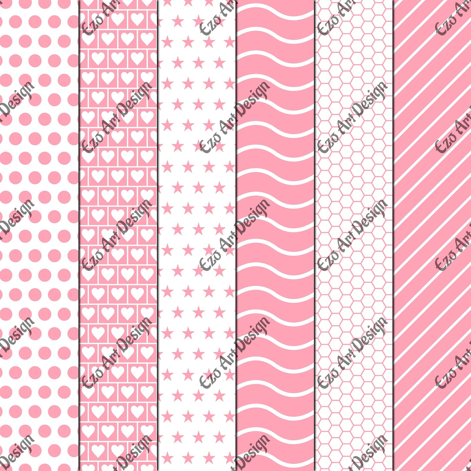 Pink Pattern Digital Paper Pack 24 Papers Scrapbook Papers Seamless ...