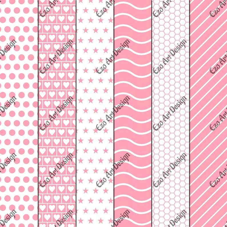 Pink Pattern Digital Paper Pack 24 Papers Scrapbook Papers Seamless ...