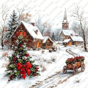 Christmas Farm Clipart, Winter Barn Scene (digital Download) - Etsy
