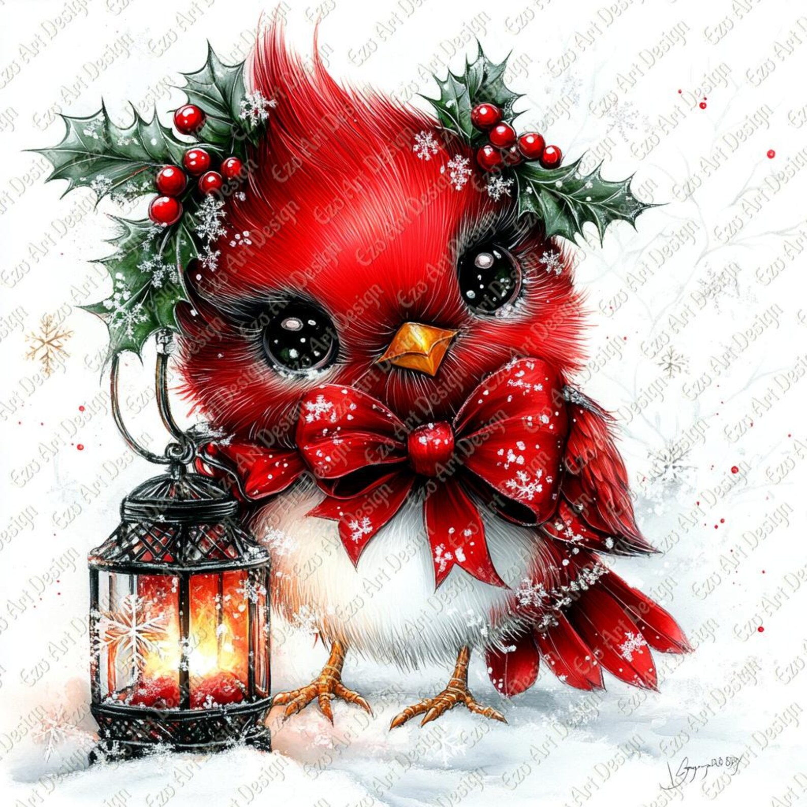 Xmas Red Baby Bird Clipart, Holiday Digital Art (JPG) - Etsy