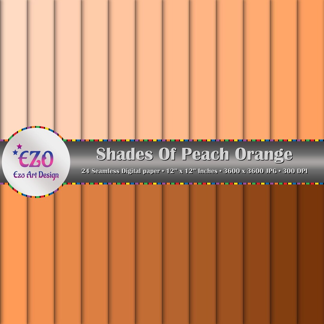 Shades of Peach Orange Digital Paper Pack, 24 Papers, Scrapbook Papers ...