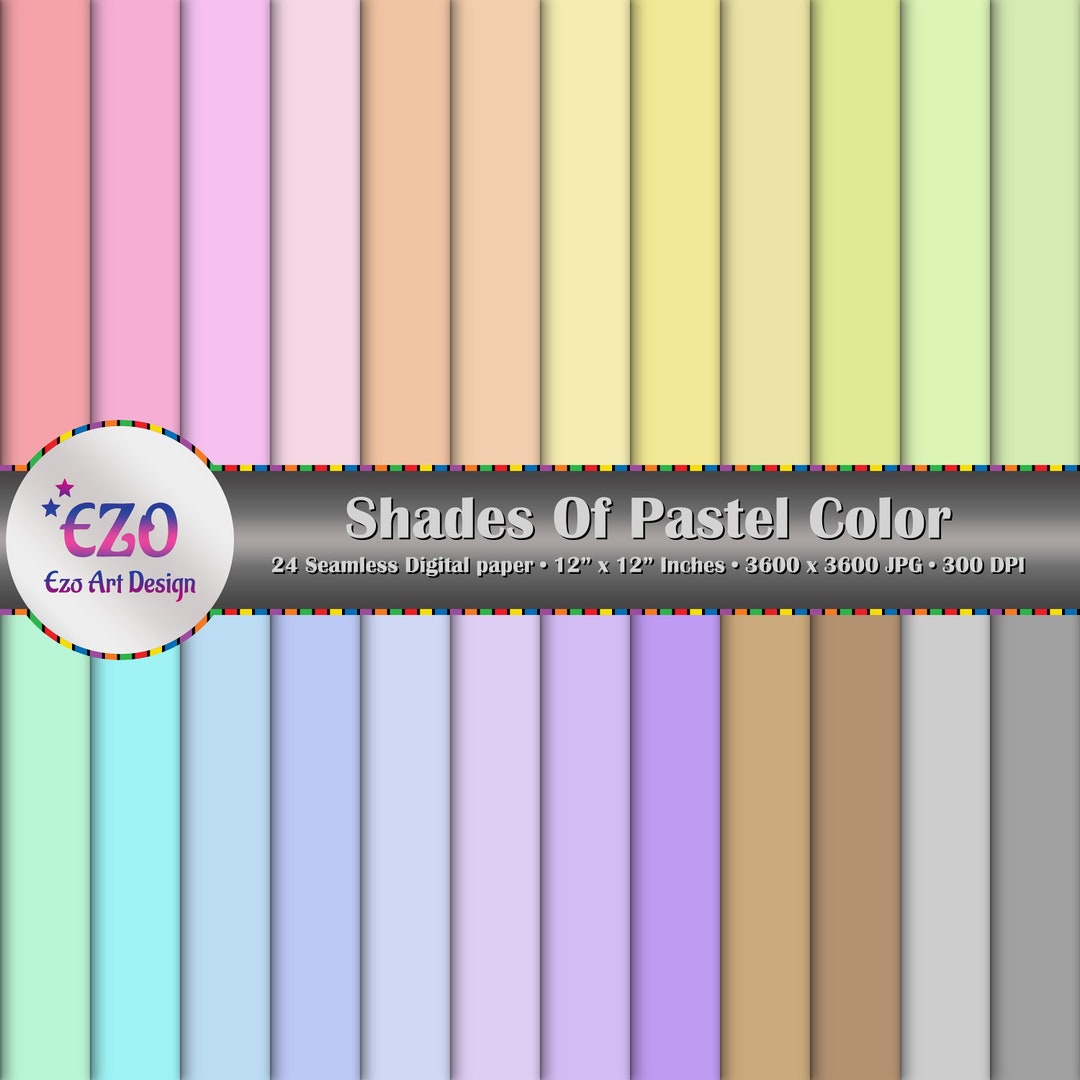 Shades of Pastel Color Digital Paper Pack, 24 Paper, Scrapbook Paper ...