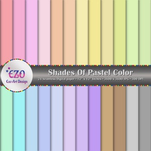 Shades of Pastel Color Digital Paper Pack, 24 Paper, Scrapbook Paper ...