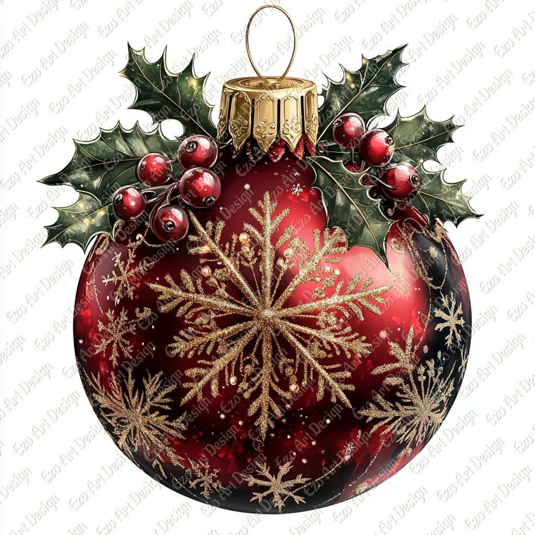 Christmas Ball Clipart, 10 JPG, Digital Download, Printable Red Bauble ...
