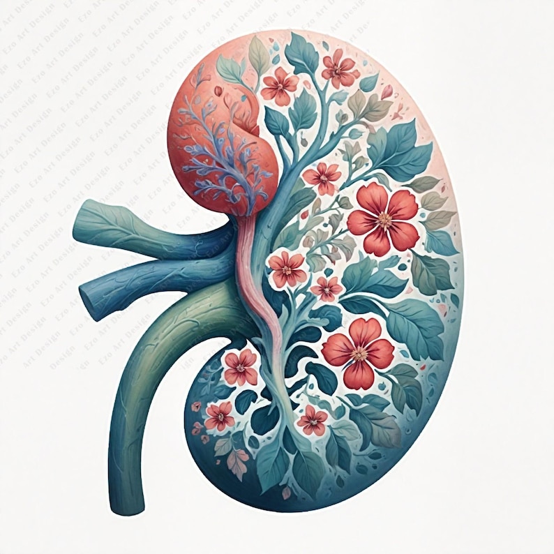Floral Kidney Clipart, Medical Anatomy Art (digital Download) - Etsy