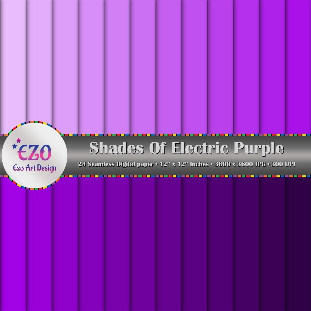 Shades of Electric Purple Digital Paper Pack, 24 Papers, Scrapbook ...