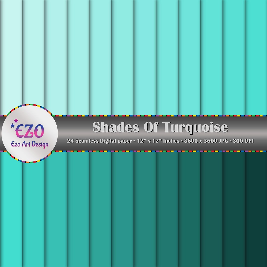 Shades of Turquoise Digital Paper Pack, 24 Papers, Scrapbook Papers ...