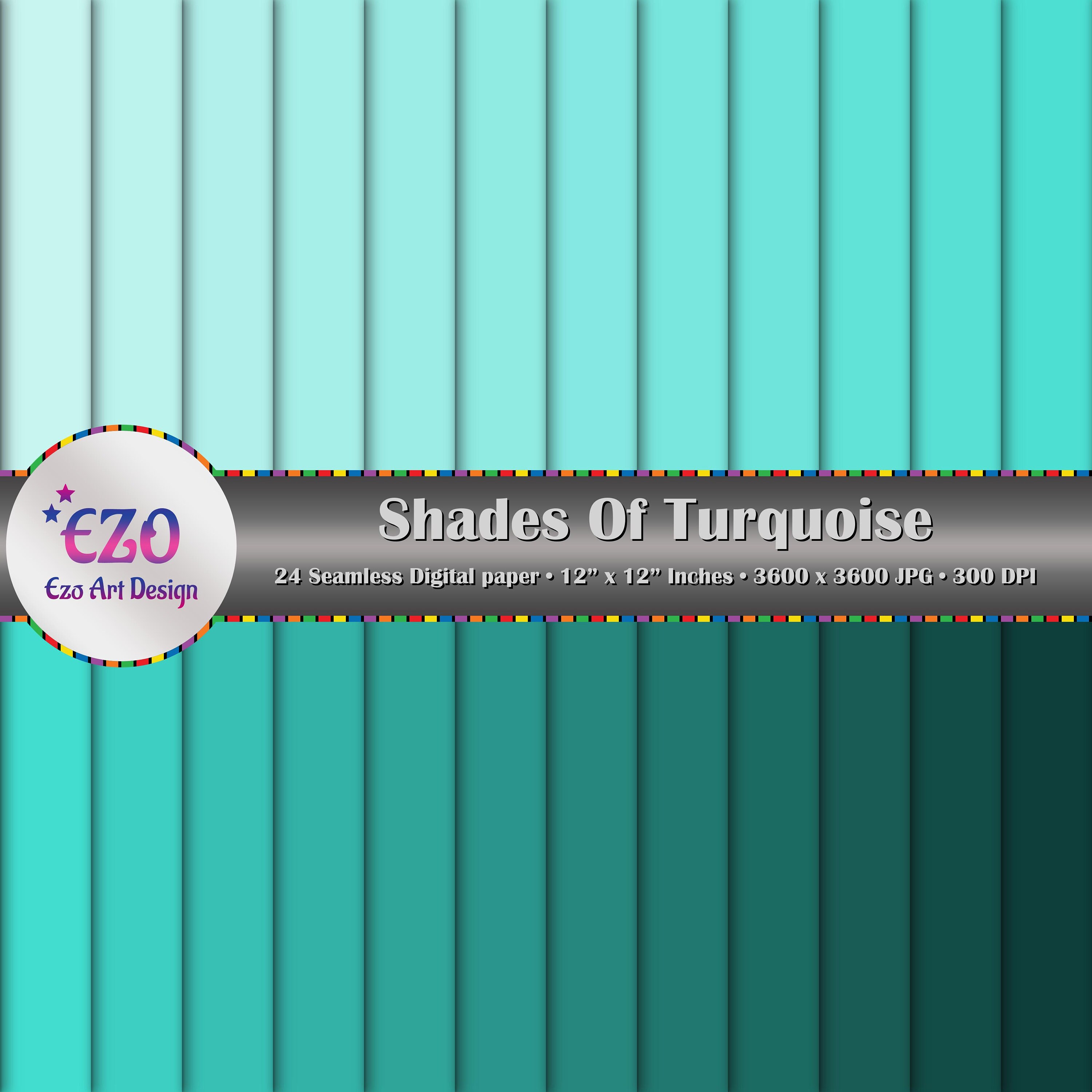 Shades of Turquoise Digital Paper Pack, 24 Papers, Scrapbook Papers ...