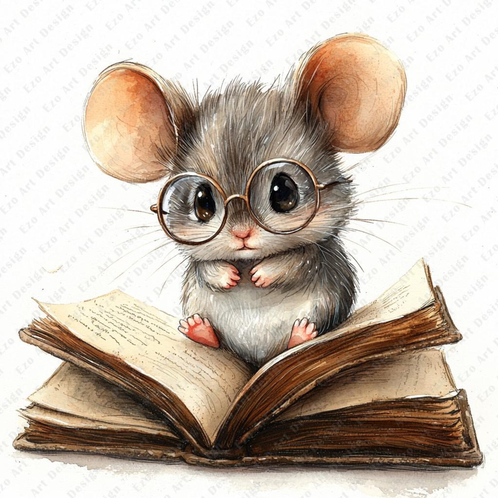 Mouse Reading Book Clipart, 10 High Quality JPG, Bookworm Mouse ...