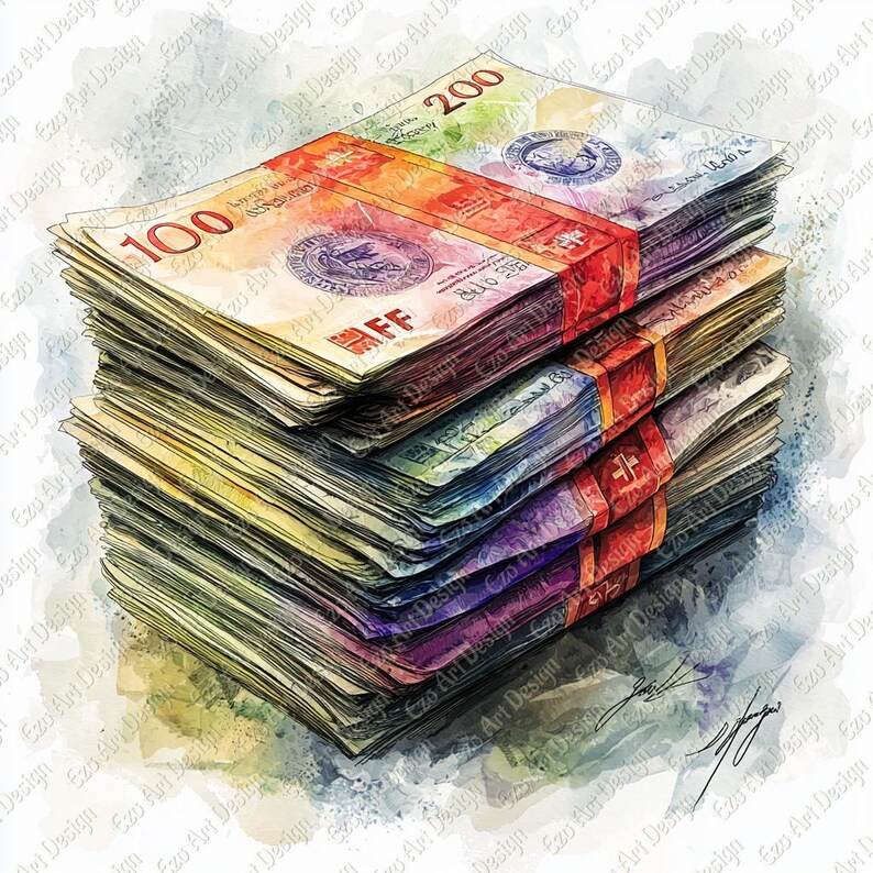 Watercolor Money Clipart, Cash Stack JPG Bundle (digital Download) - Etsy