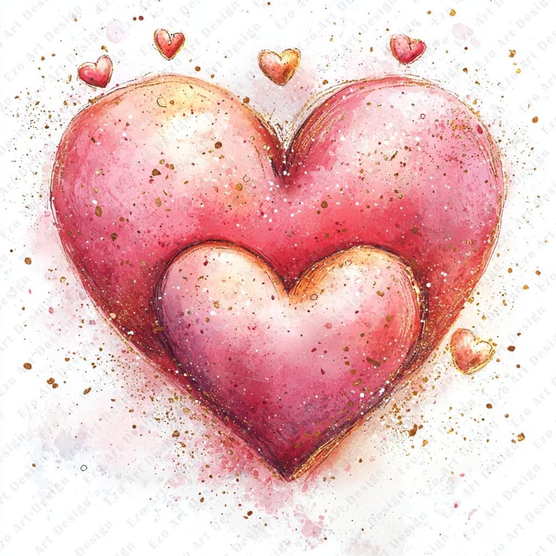 Love Day Art Clipart, 10 High Quality JPG, Cute Heart, Valentine’s Love ...